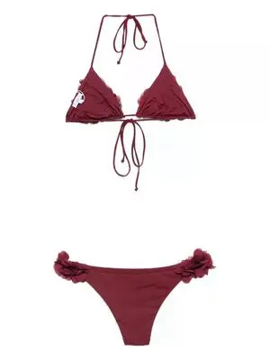 LA REVECHE Shayna Flower-embellished Bikini - Red