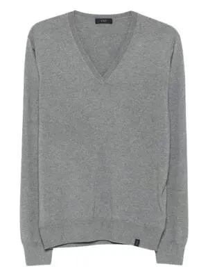 FAY V-neck Wool Sweater - Grey