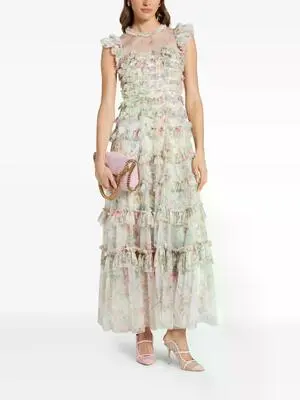 NEEDLE & THREAD Floral-print Tiered Ruffle Dress