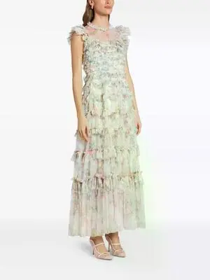 NEEDLE & THREAD Floral-print Tiered Ruffle Dress