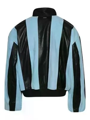 NAHMIAS Striped Leather Jacket - Blue
