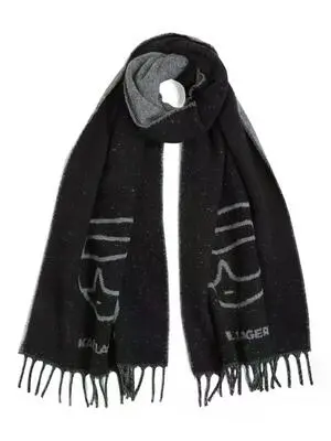 Karl Lagerfeld Jacquard-logo Scarf - Black
