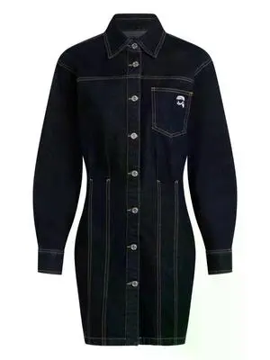 Karl Lagerfeld Logo-patch Denim Shirt Dress - Blue