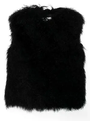YVES SALOMON Sleeveless Fur Vest - Black