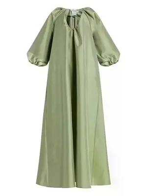 Bernadette Balloon-Sleeve Maxi Dress - Green - 5% Off | Editorialist
