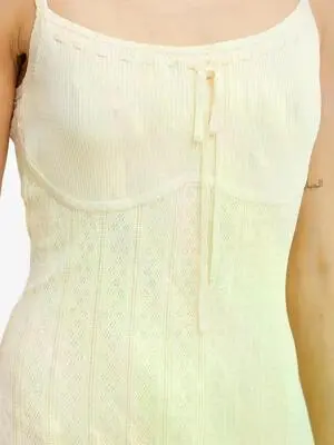Guess Tie-detail Rib-knit Mini Dress - Neutrals