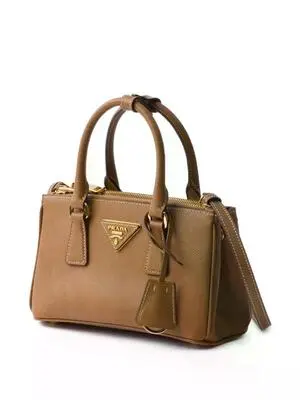 Prada Mini Galleria Saffiano-leather Tote - Brown