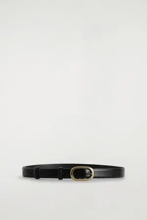 Cos Oval-buckle Leather Belt - Black