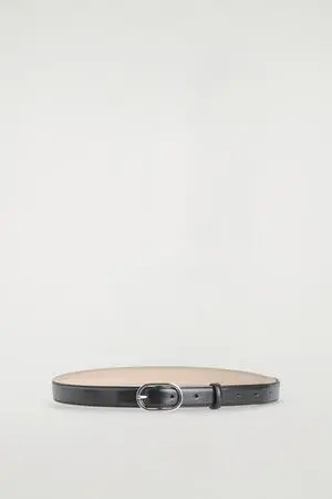 Cos Oval-buckle Leather Belt - Black