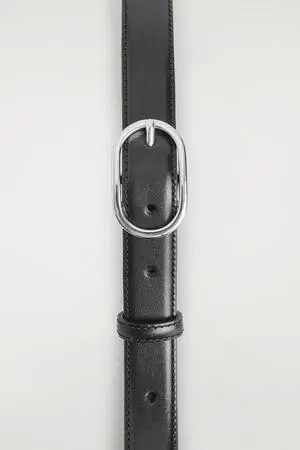 Cos Oval-buckle Leather Belt - Black