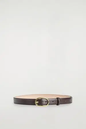 Cos Oval-buckle Leather Belt - Brown