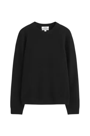 Cos COS Cashmere Crew-Neck Sweater With Ribbed Trims Black