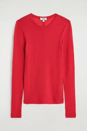 Cos Slim Merino Wool Sweater - Red