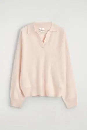 Cos Brushed Cashmere Polo Sweater - Pink