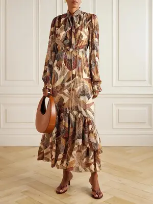 Farm Rio Belted Printed Modal Maxi Dress