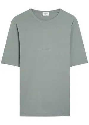 Saint Laurent Logo-embroidered Cotton T-shirt - Grey