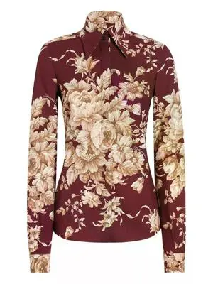 Dolce & Gabbana Rose-print Charmeuse Shirt