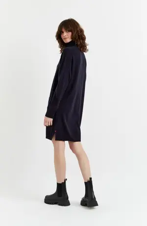 Chinti & Parker Rollneck Wool-cashmere Mini Dress - Navy