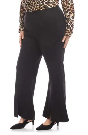 Karen Kane Faux Suede Front Slit Flare Pants