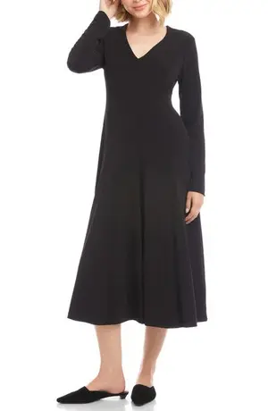 Women's Long Sleeve Jersey Midi Dresses