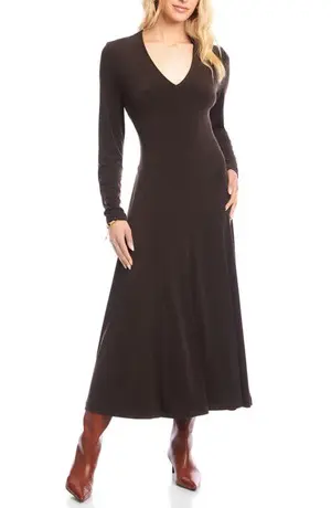 Women's Long Sleeve Jersey Midi Dresses