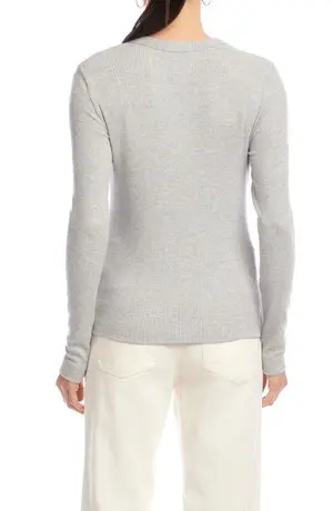 Karen Kane Long Sleeve Rib Top - Heather Gray