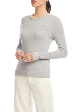 Karen Kane Long Sleeve Rib Top - Heather Gray