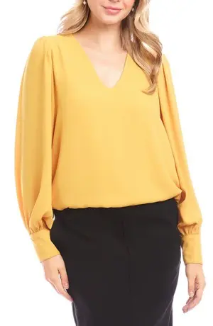 V Neck Puff Sleeve Tops