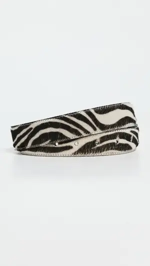 Tibi Haircalf Leather Belt - Zebra