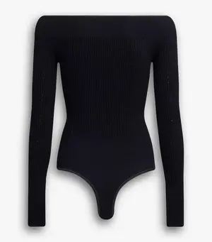 Alaïa Off-the-shoulder Ribbed Bodysuit - Black