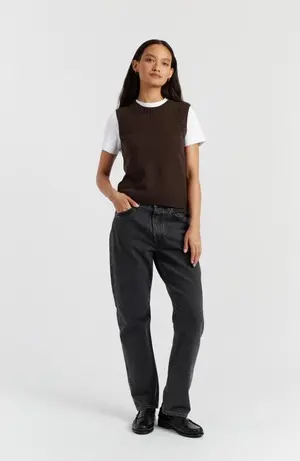 Chinti & Parker Wool Cashmere Blend Ribbed Tank - Chocolate