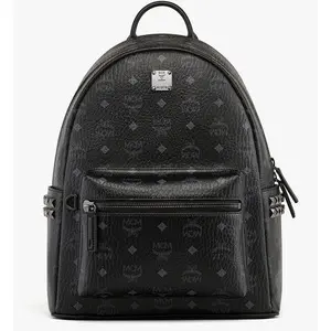 Mcm Small Stark Side Studs Backpack In Visetos - Black