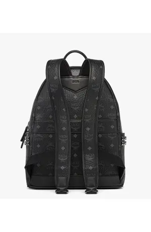 Mcm Small Stark Side Studs Backpack In Visetos - Black