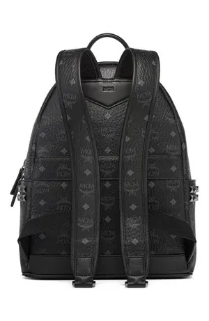 Mcm Small Stark Side Studs Backpack In Visetos - Black
