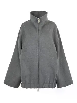 Khaite Garret High-neck Zip-front Jacket - Grey