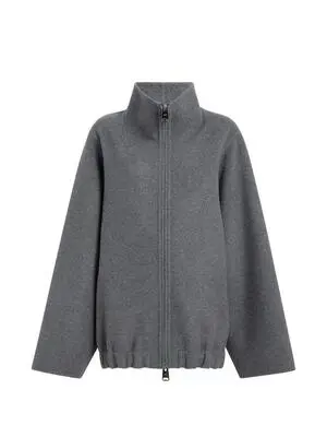 Khaite Garret High-neck Zip-front Jacket - Grey