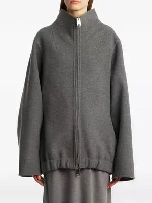 Khaite Garret High-neck Zip-front Jacket - Grey