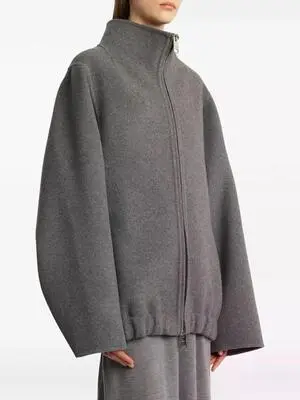 Khaite Garret High-neck Zip-front Jacket - Grey