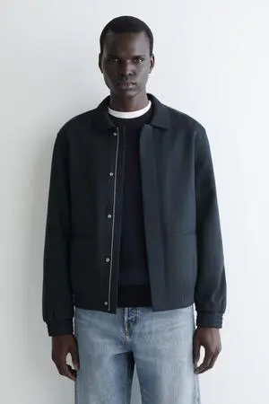Cos Jersey Harrington Jacket - Navy