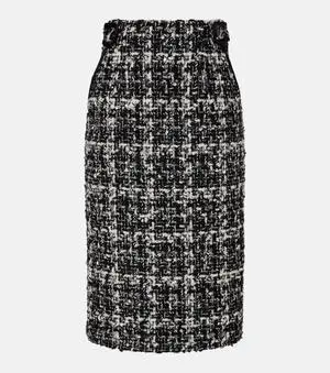 Dolce & Gabbana Checked Midi Skirt - Black