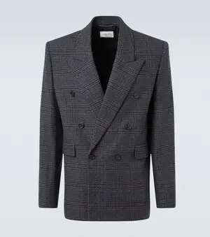 Saint Laurent Checked Wool And Cashmere Blazer - Grey