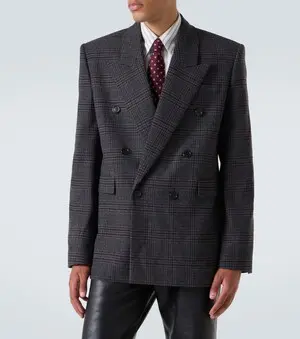 Saint Laurent Checked Wool And Cashmere Blazer - Grey