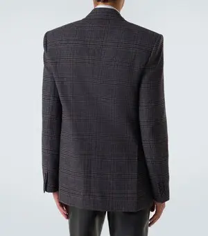 Saint Laurent Checked Wool And Cashmere Blazer - Grey