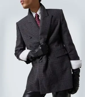 Saint Laurent Checked Wool And Cashmere Blazer - Grey