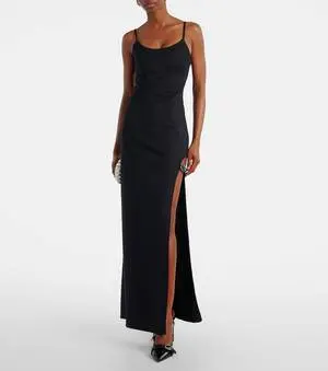 Coperni Garter Cotton-blend Jersey Maxi Dress - Black