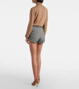 Dolce & Gabbana High-rise Wool And Cotton-blend Shorts