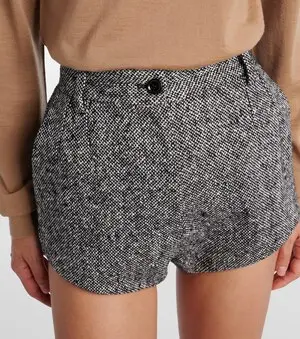 Dolce & Gabbana High-rise Wool And Cotton-blend Shorts
