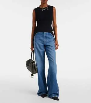 JEAN PAUL GAULTIER Ribbed-knit Cotton Jersey Shorts - Black