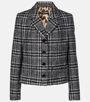 Dolce & Gabbana Checked Wool, Silk, And Llama-blend Jacket