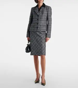Dolce & Gabbana Checked Wool, Silk, And Llama-blend Jacket